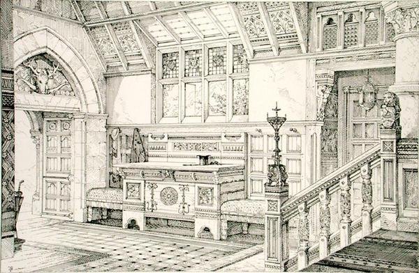 Hall, from 'Examples of Ancient and Modern Furniture'