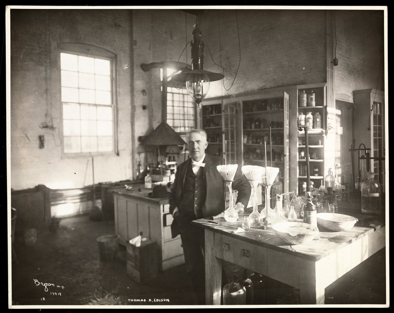 Thomas Edison in His Laboratory, 1920 by Byron Company