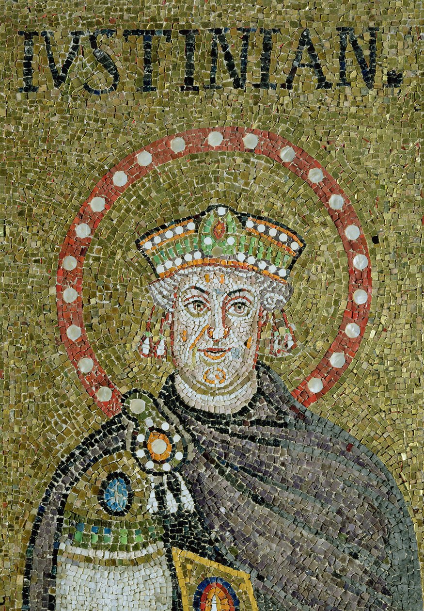 The Face of Justinian (mosaic) by Byzantine School