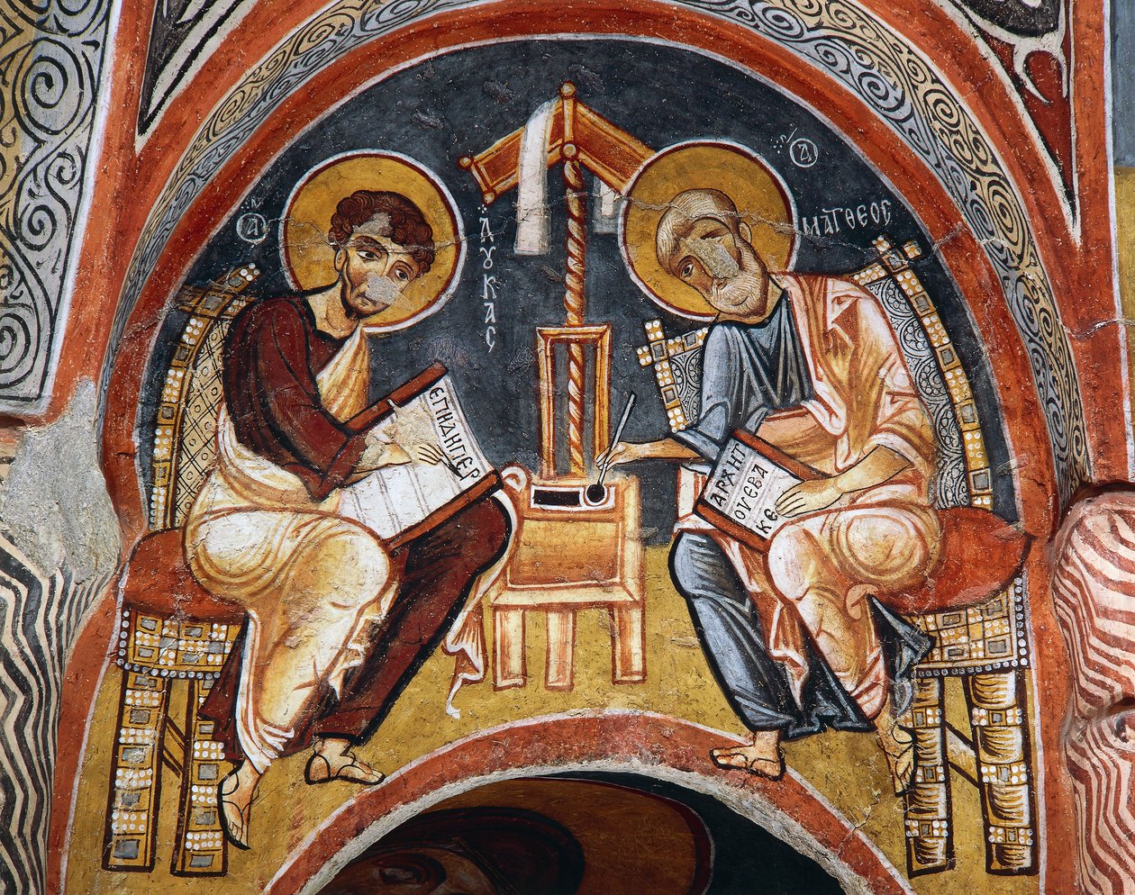 Evangelists Mark and John Writing Gospels by Byzantine