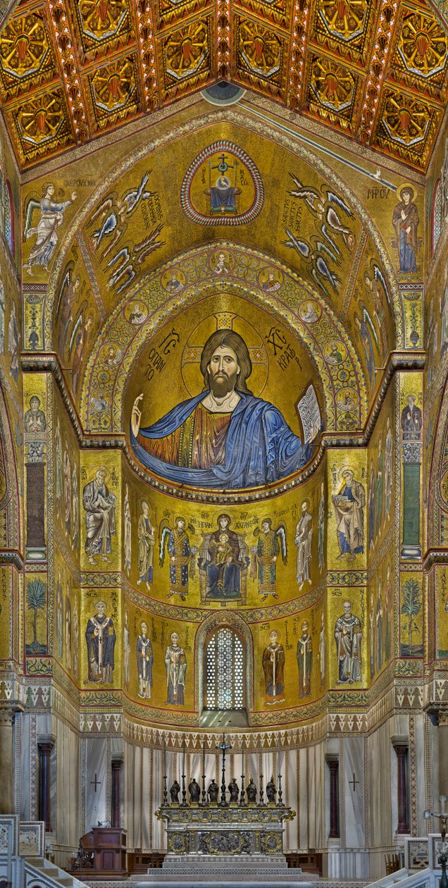 View of the apse with the Byzantine mosaics executed between the ...