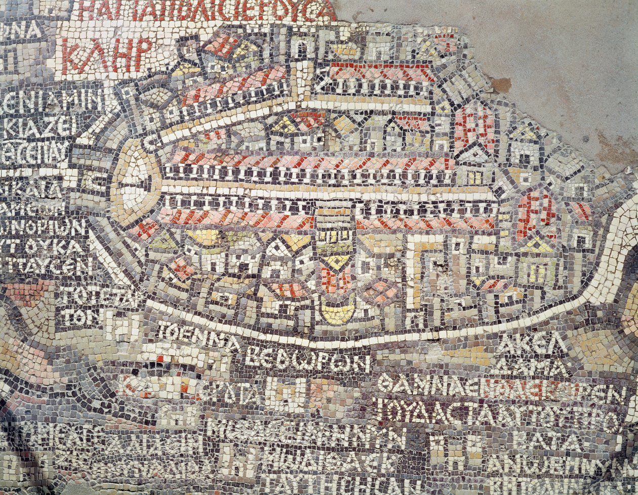 The City of Jerusalem and the Surrounding Area, Detail from the Madaba ...