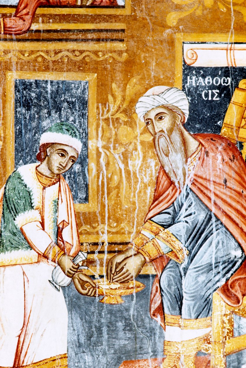 Fresco in Mikro Sotiris monastery, Symi island, Greece