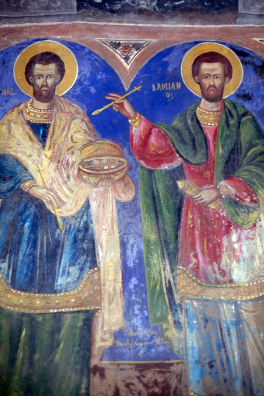 Saints Cosmas and Damian, Monastery of Megalo Sotiris, Symi island, Greece