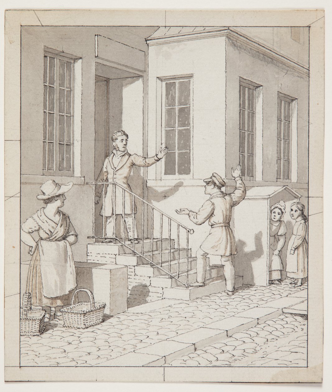 Quarrel on the Street Stairs. Preliminary Study for 'Linear Perspective ...