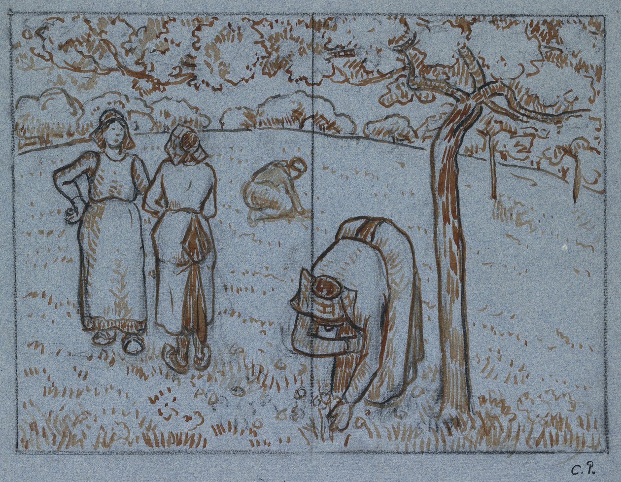 Compositional Study of Four Female Peasants Working in an Orchard ...
