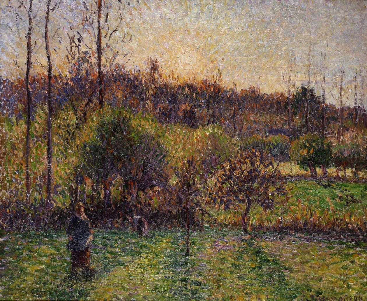Rising Sun at Eragny by Camille Pissarro: Fine art print