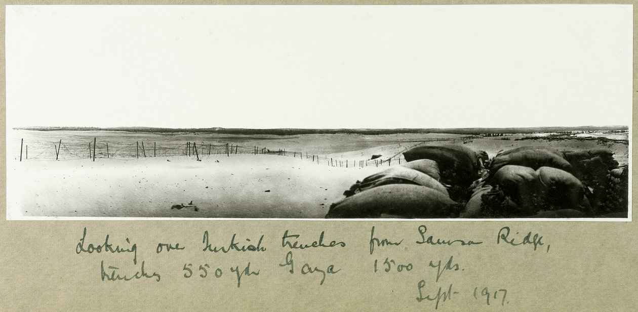 Looking over Turkish trenches from Samson Ridge