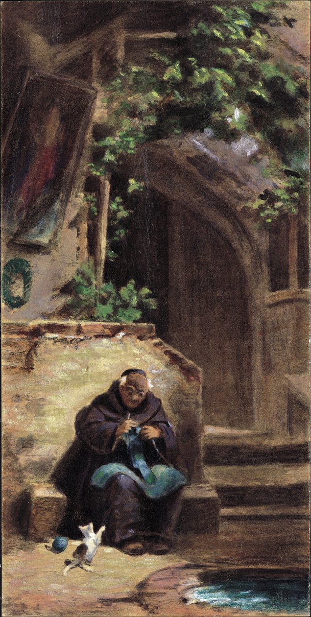 Knitting Monk by Carl Spitzweg: Buy fine art print