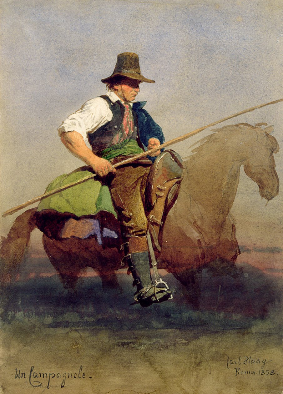 A Roman Peasant on Horseback by Carl Haag: Fine art print
