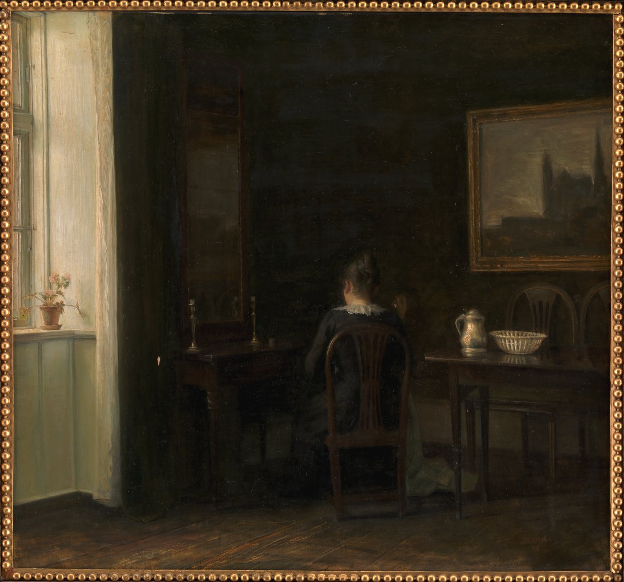 Interior with the Artist's Wife Emilie Heise by Carl Holsoe