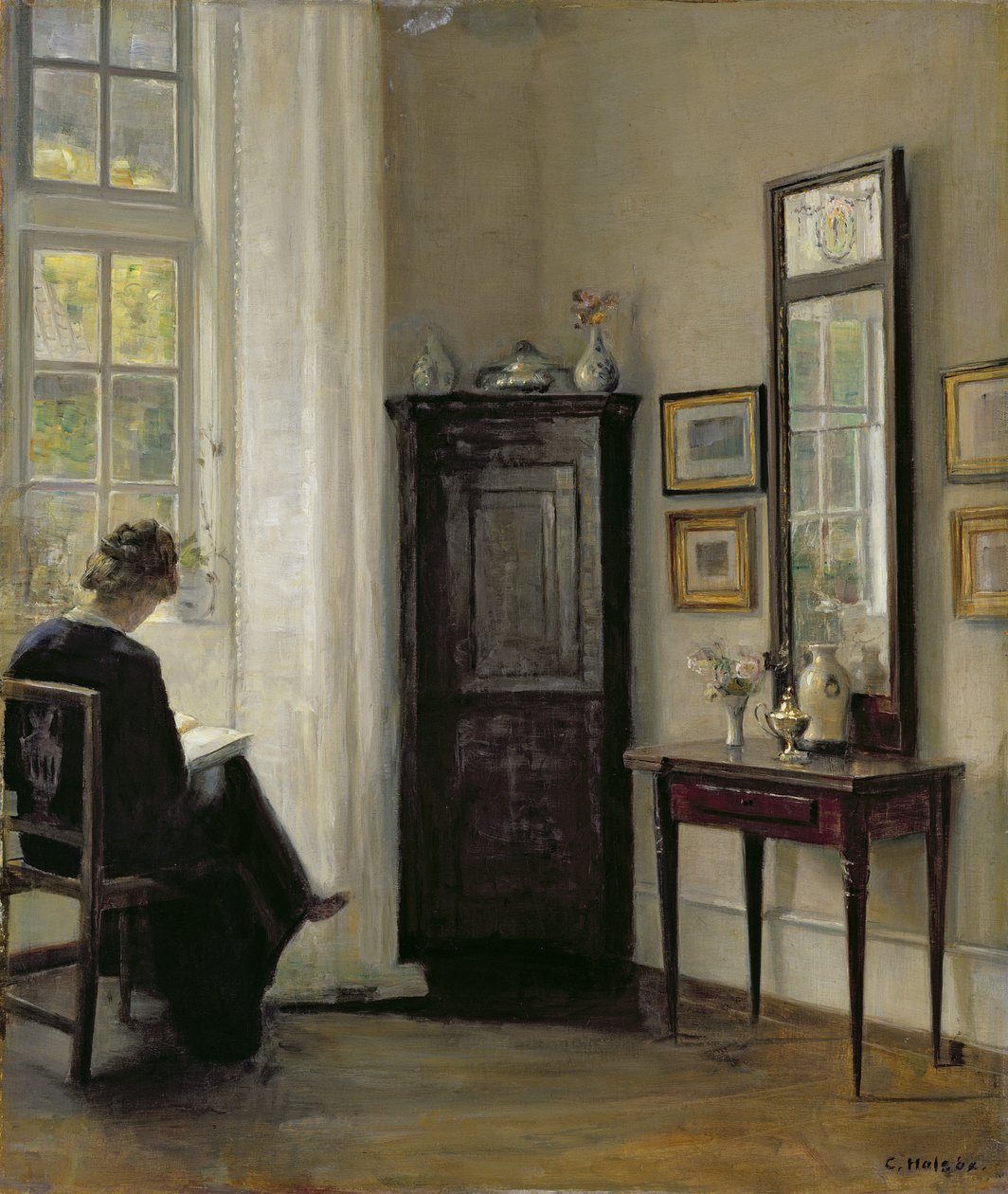 Interior with Woman Reading by Carl Holsoe: Fine art print