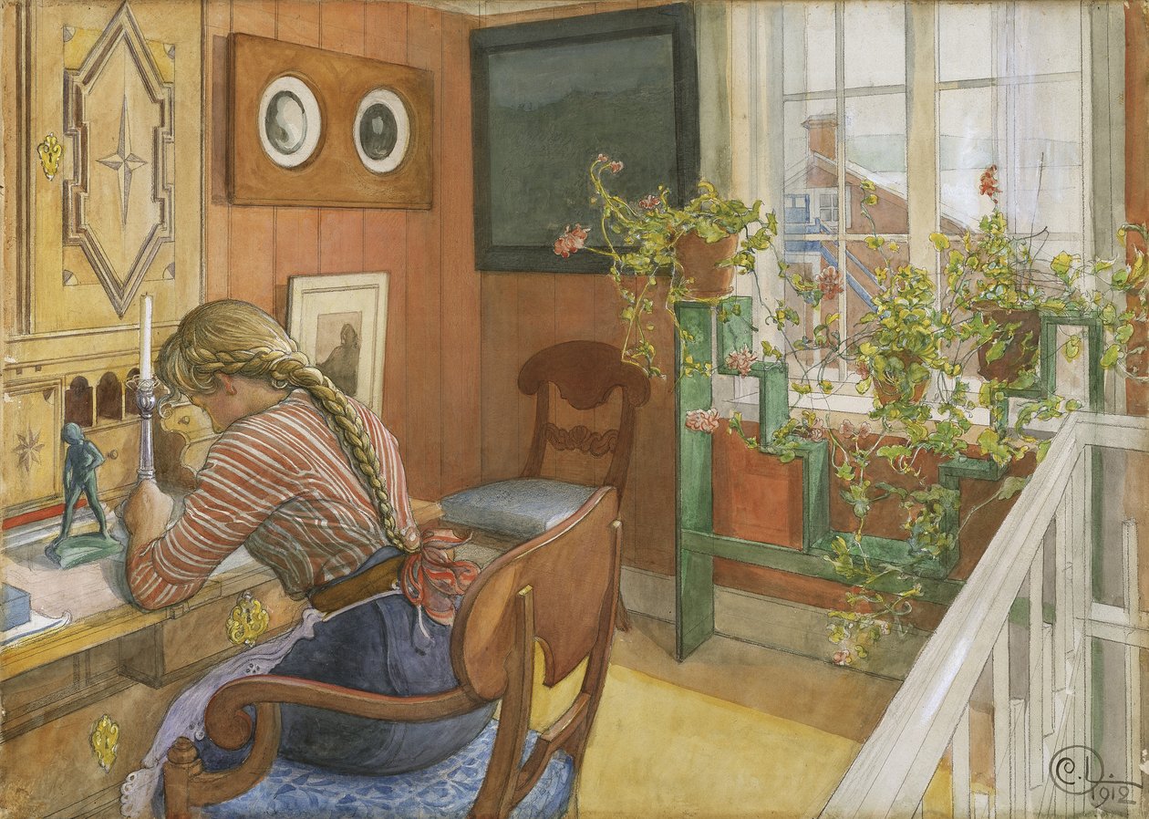 Letter-writing by Carl Larsson: Buy fine art print