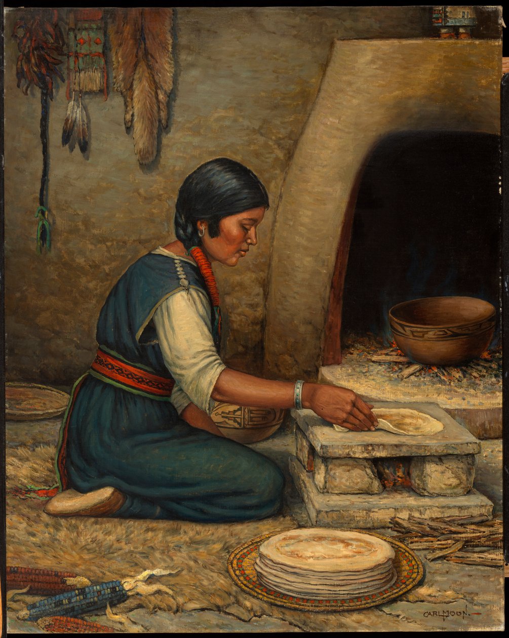 Hopi Woman Making Piki by Carl Moon: Buy fine art print
