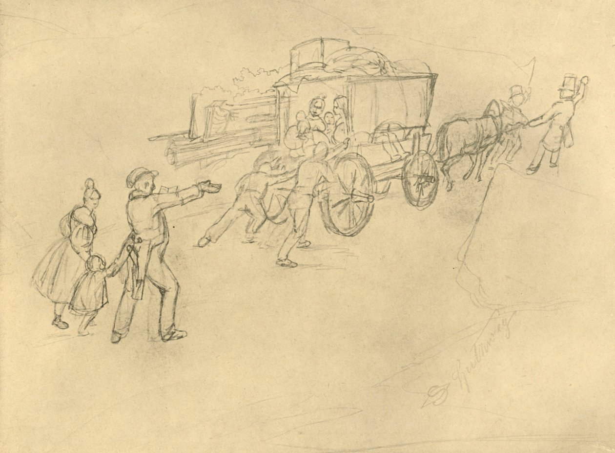 The Thespian Cart Actors on the Road, mid-late 19th century