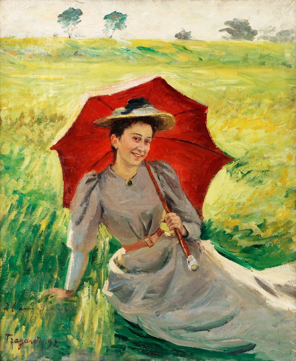 Lady with Red Umbrella by Carl Tragardh: Fine art print