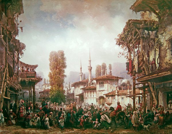 Street Scene in Constantinople by Carlo Bossoli
