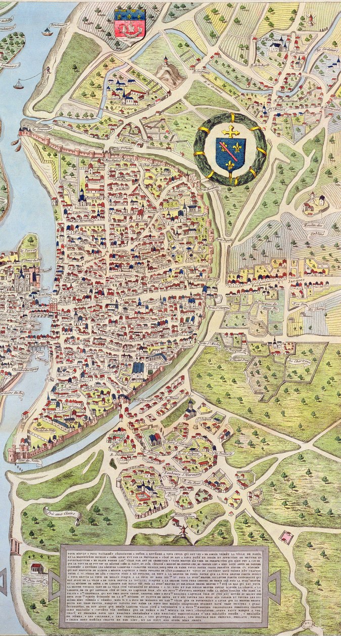 Detail of the Left Bank, from the Map of Paris c. 1540, known as the ...