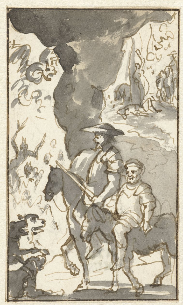 Don Quixote and Sancho Panza Riding Past a Blacksmith (Designs for the ...