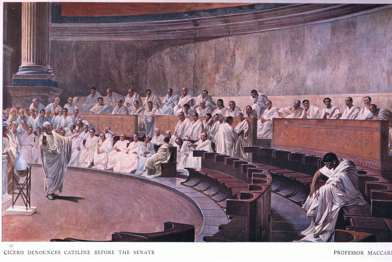 Cicero Denounces Catiline Before the Senate, from a Fresco, from The ...