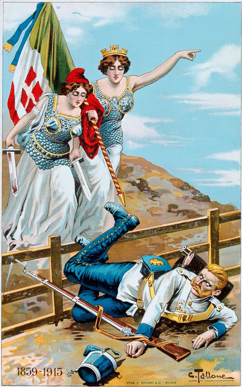 First World War: Poster Depicting an Allegory of Italy and France ...