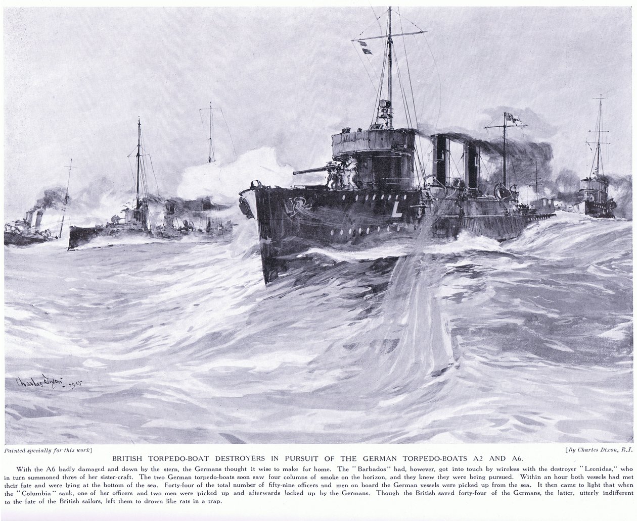 British Torpedo Boat Destroyers in Pursuit of the German Torpedo Boats ...