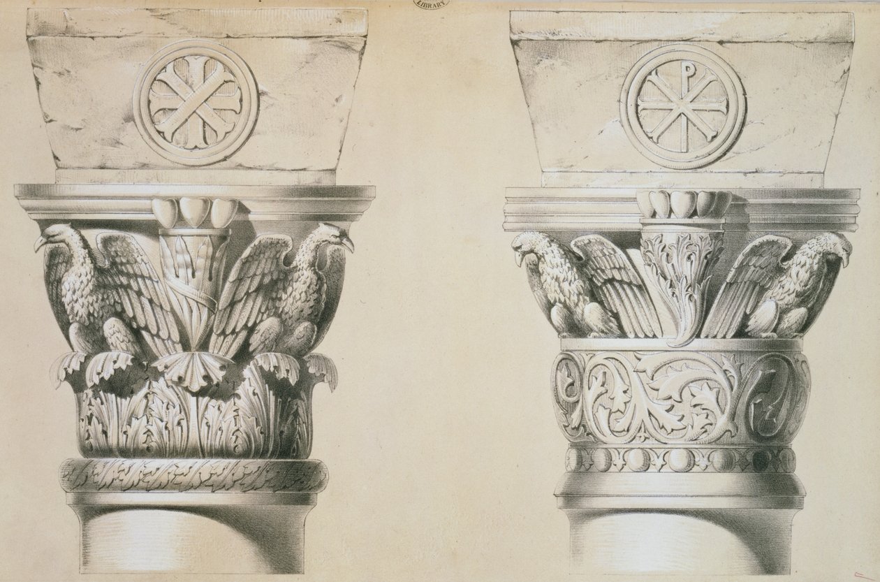 Byzantine capitals from columns in the nave of the church of St ...