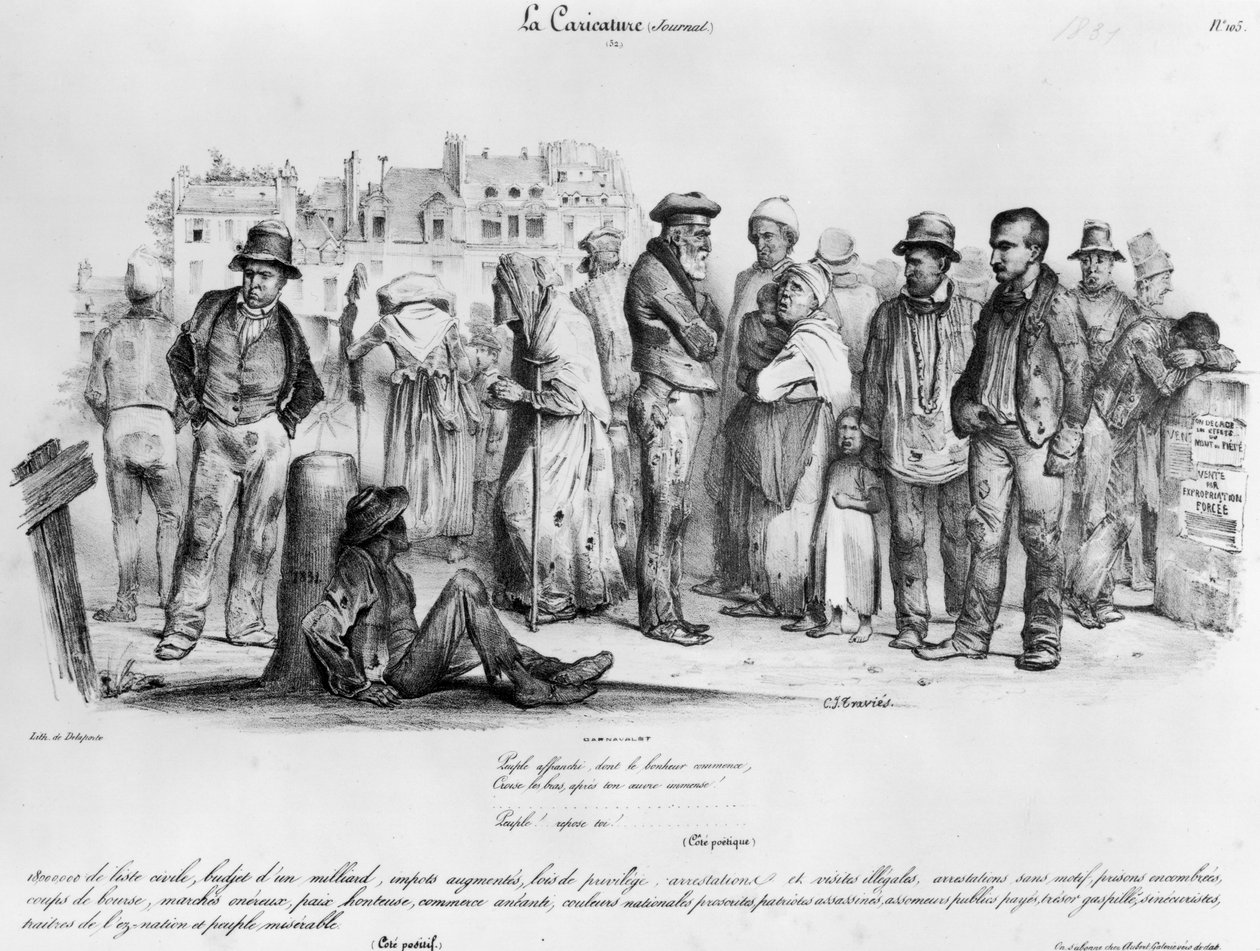 The Emancipated People, from 'La Caricature', engraved by Delaporte