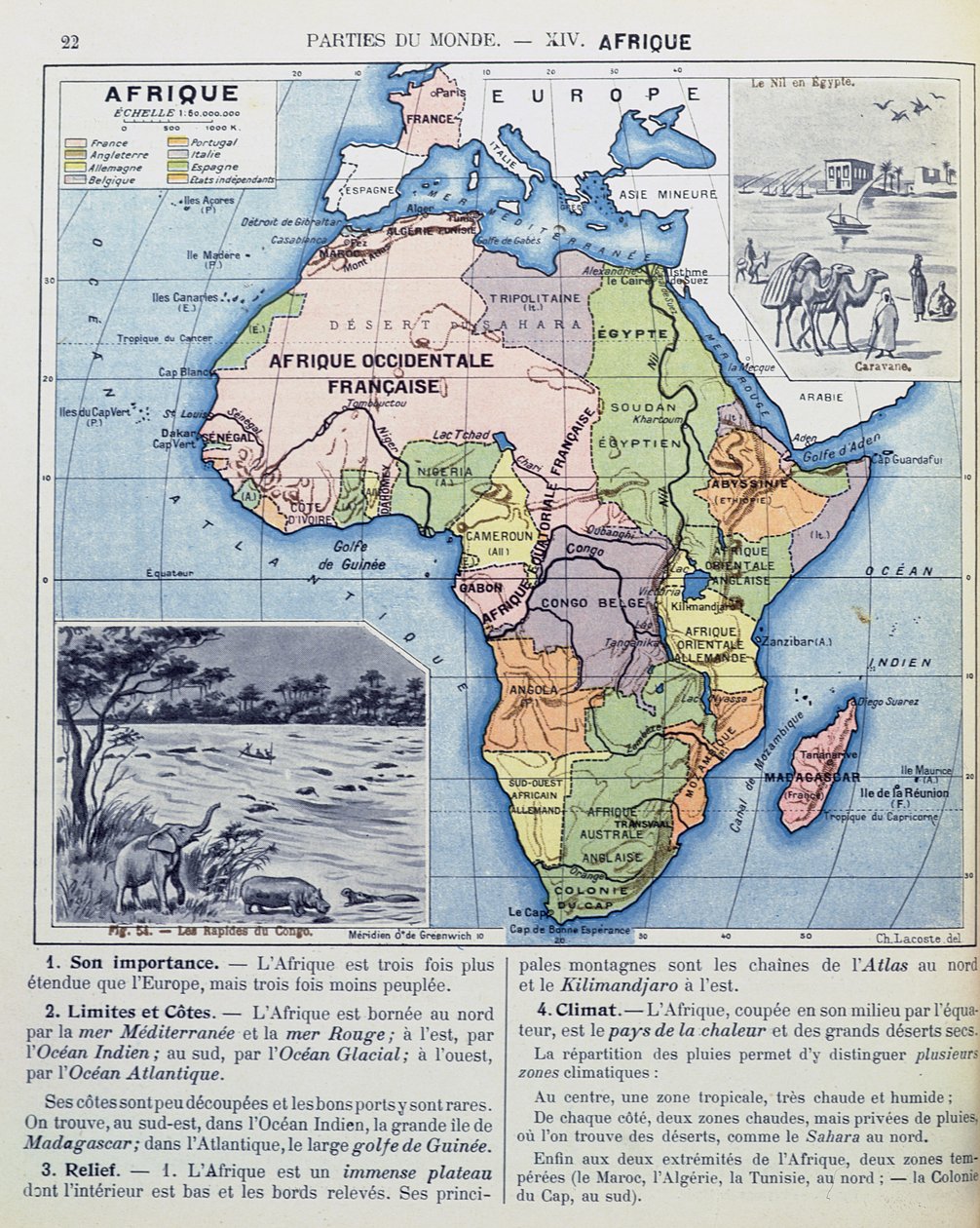 Map of Colonial Africa, from a School Book