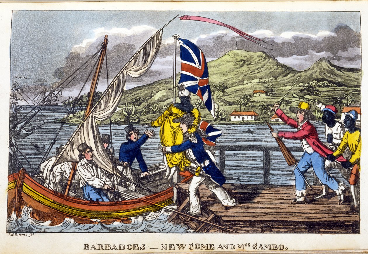 Newcome and Mrs Sambo, plate from 'The Adventures of Johnny Newcome in ...