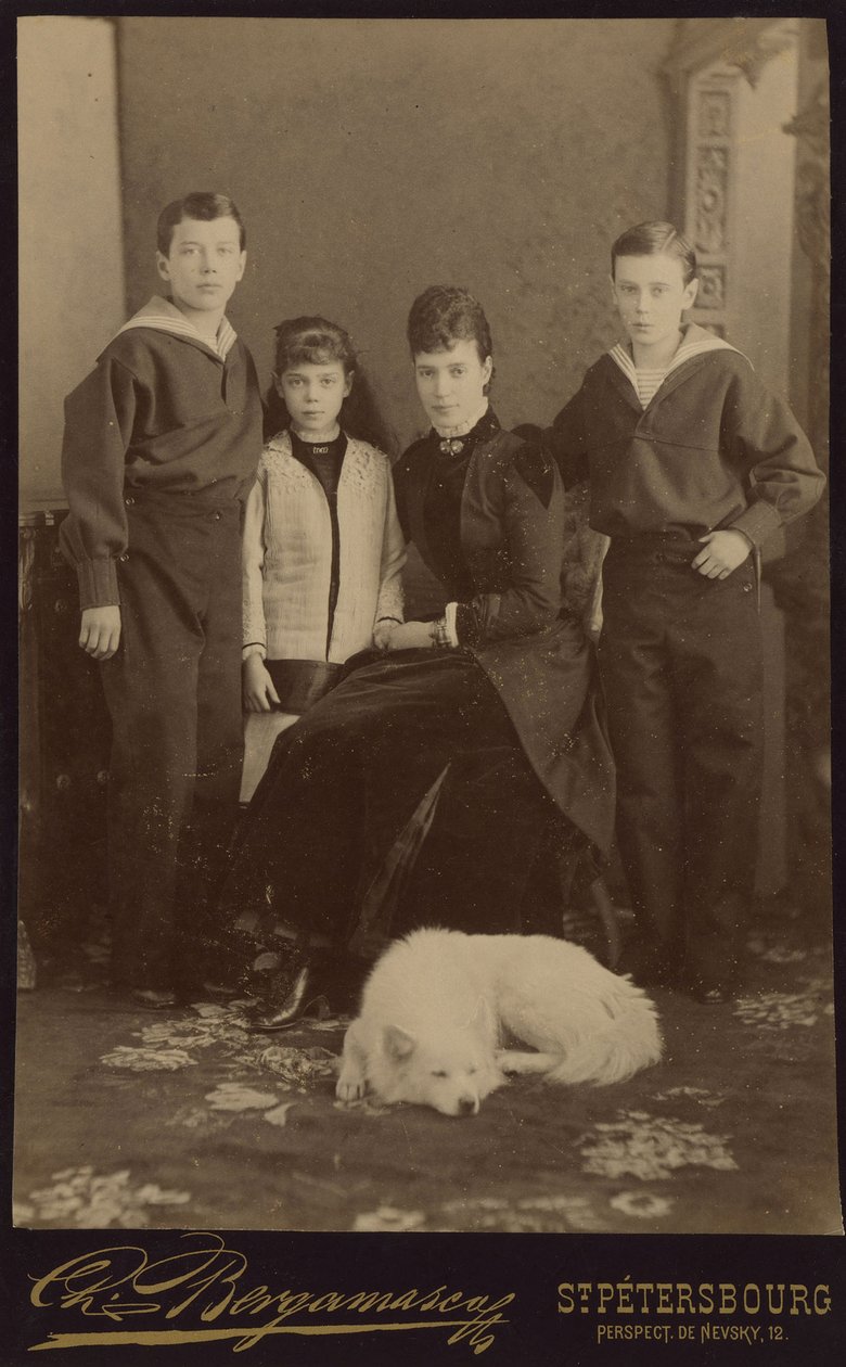 Empress Maria Fyodorovna with children, Nicholas Alexandrovich, George ...