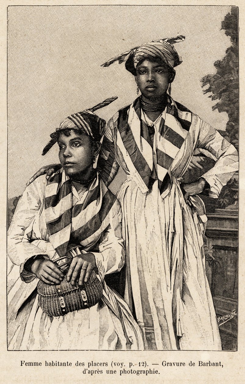 Women living in placers, mineral deposits. Engraving by Barbant to ...