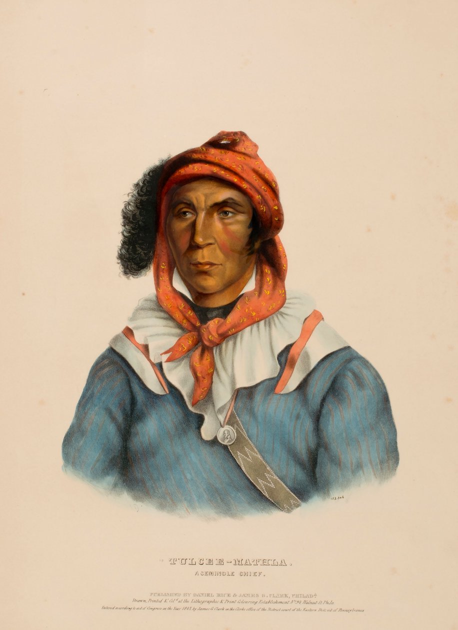 Tulcee-Mathla, a Seminole Chief, from History of the Indian Tribes of ...