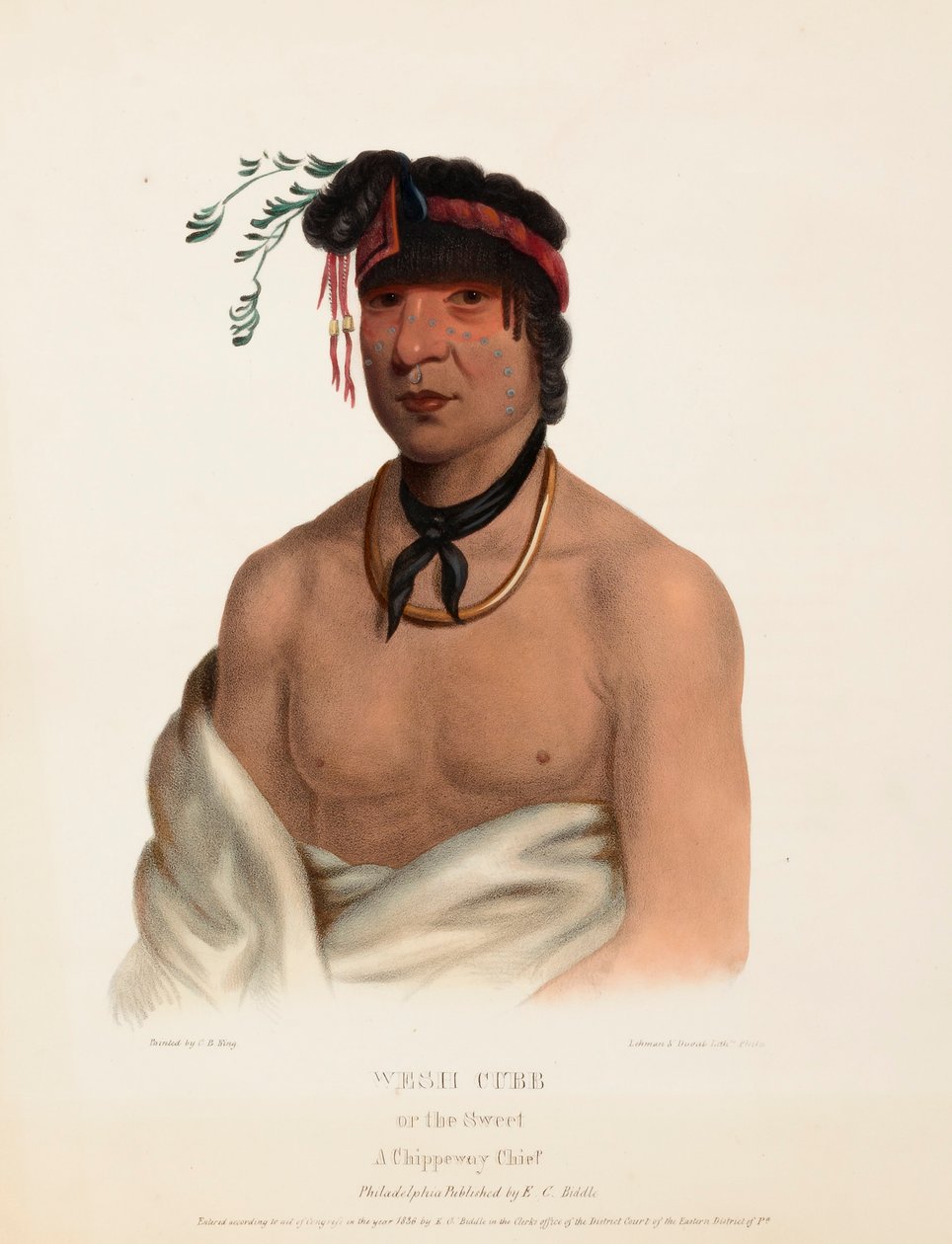 Wesh-Cubb, a Chippeway Chief, from History of the Indian Tribes of ...