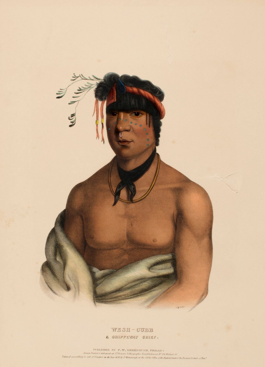 Wesh-Cubb, a Chippeway Chief, from History of the Indian Tribes of ...