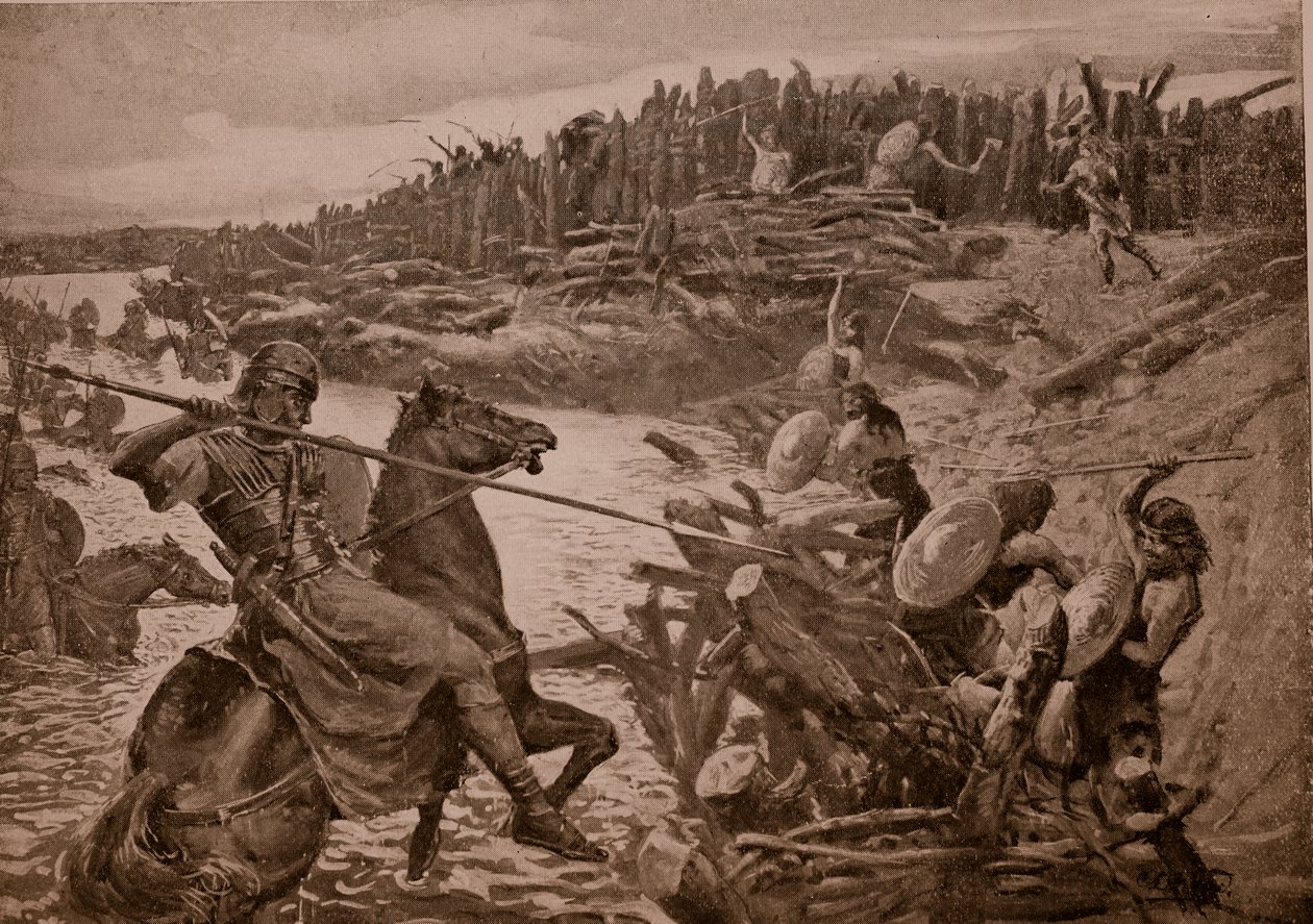 Caesar crosses the Thames (illustration)