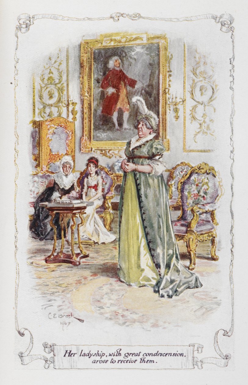 Her ladyship, with great condescension, arose to receive them ...