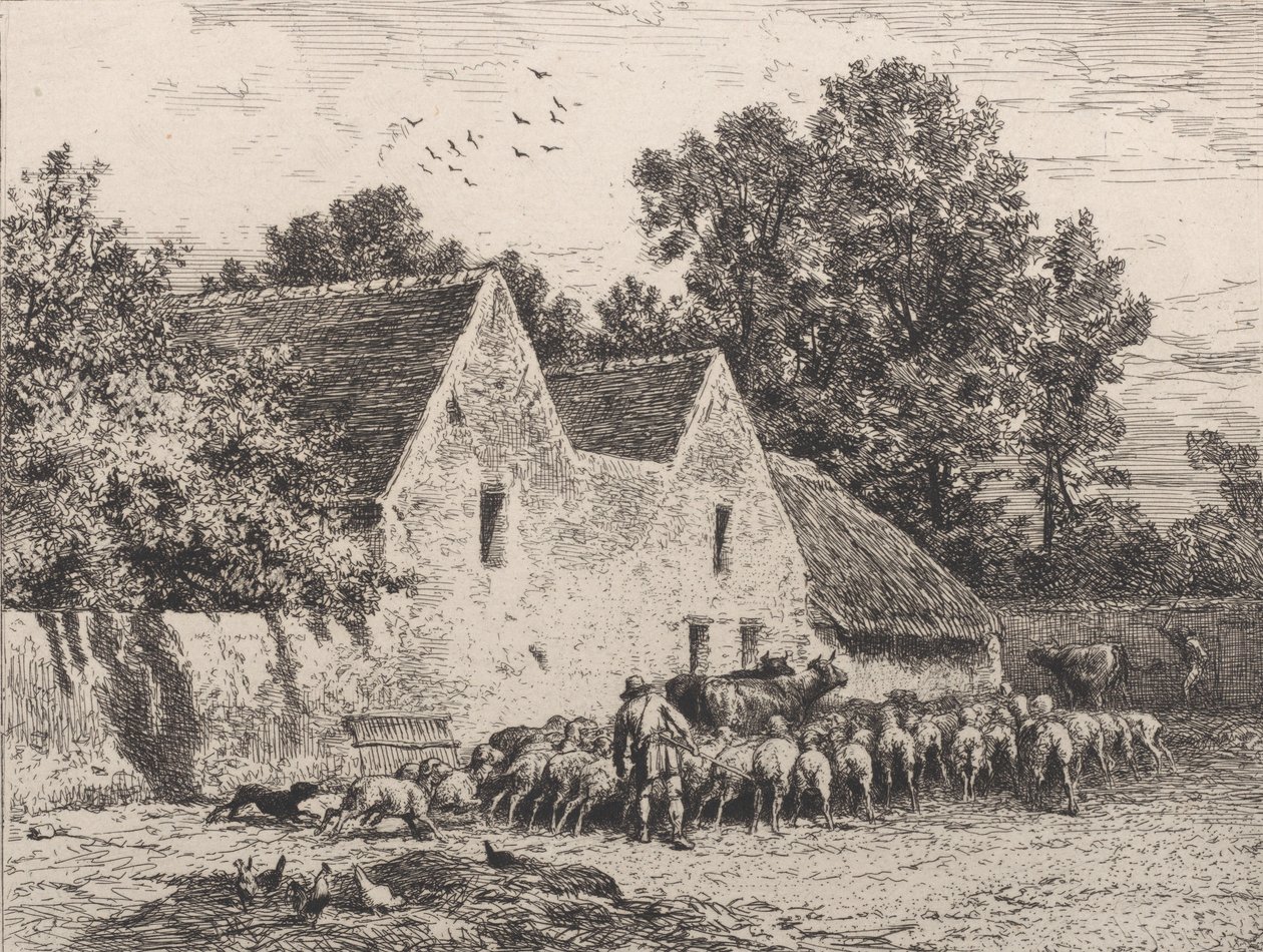 A Farm by Charles Emile Jacque: Buy fine art print