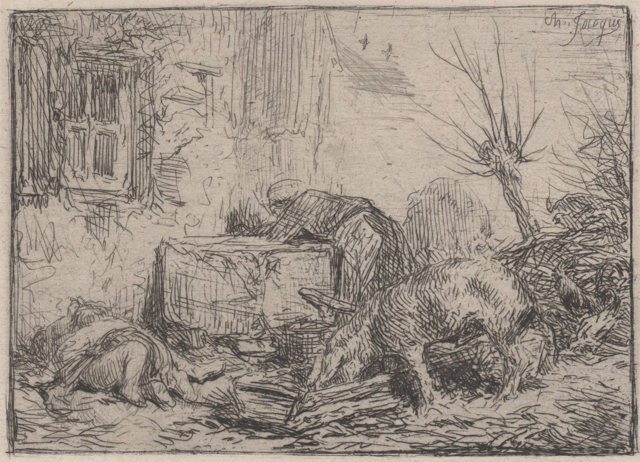 Farmyard by Charles Emile Jacque: Buy fine art print