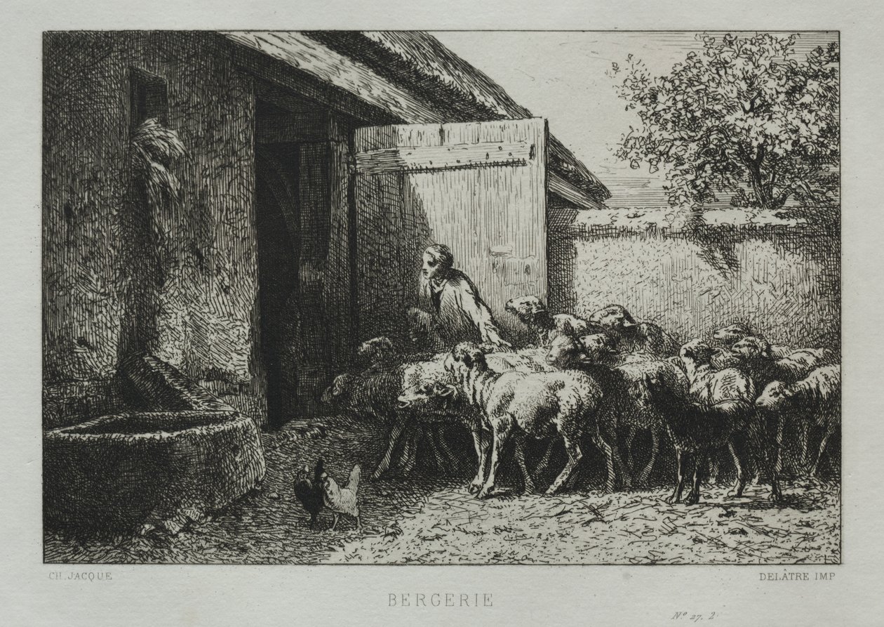 Sheepfold by Charles Emile Jacque: Buy fine art print