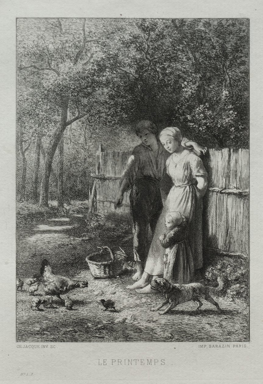 Springtime by Charles Emile Jacque: Premium art reproduction