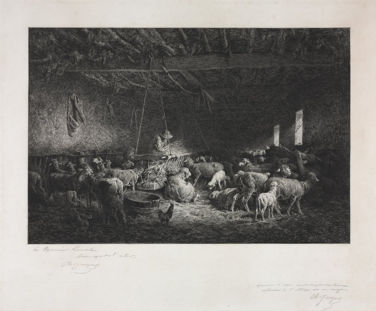 Stable by Charles Emile Jacque: Buy fine art print