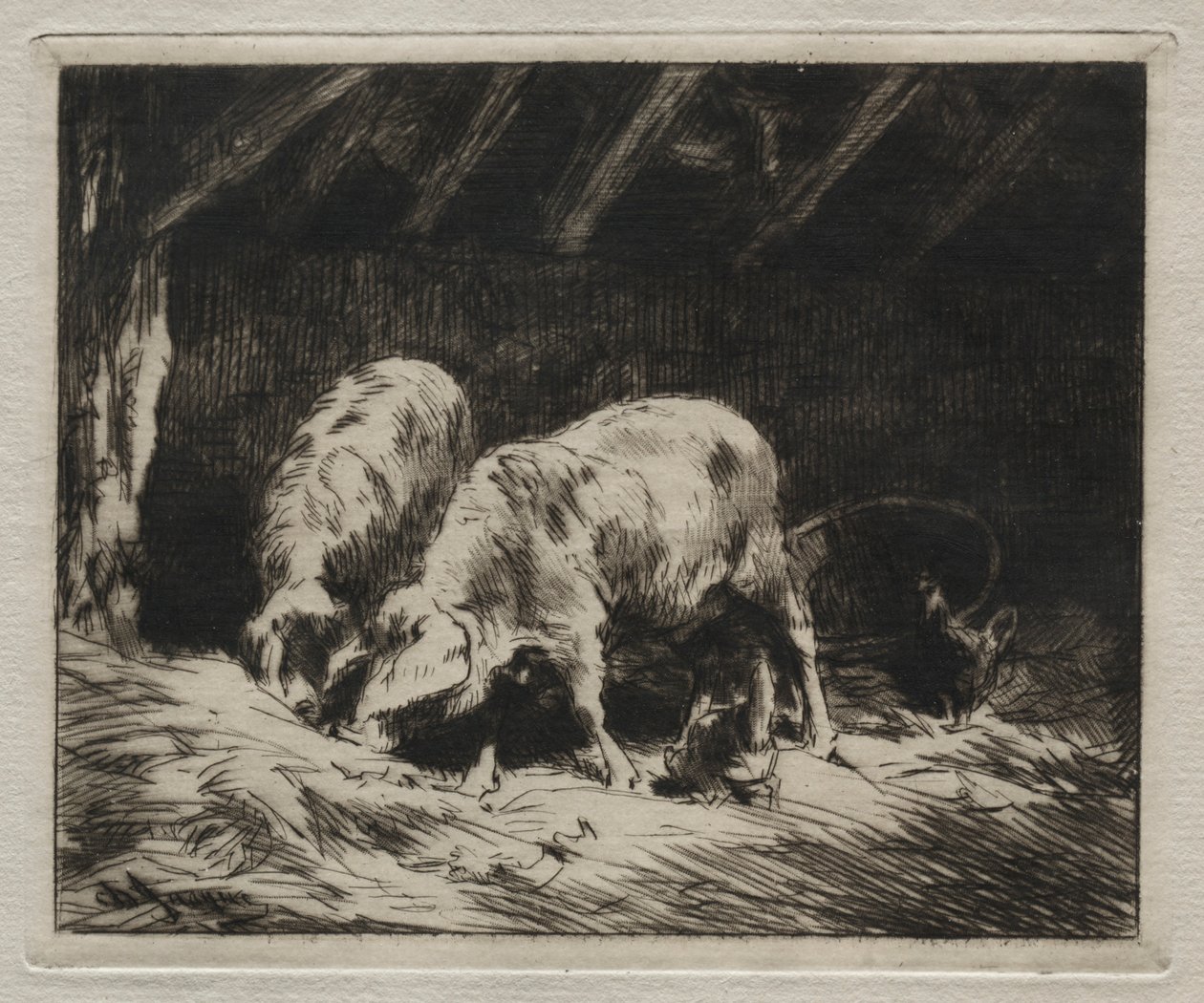 Two Pigs by Charles Emile Jacque: Buy fine art print