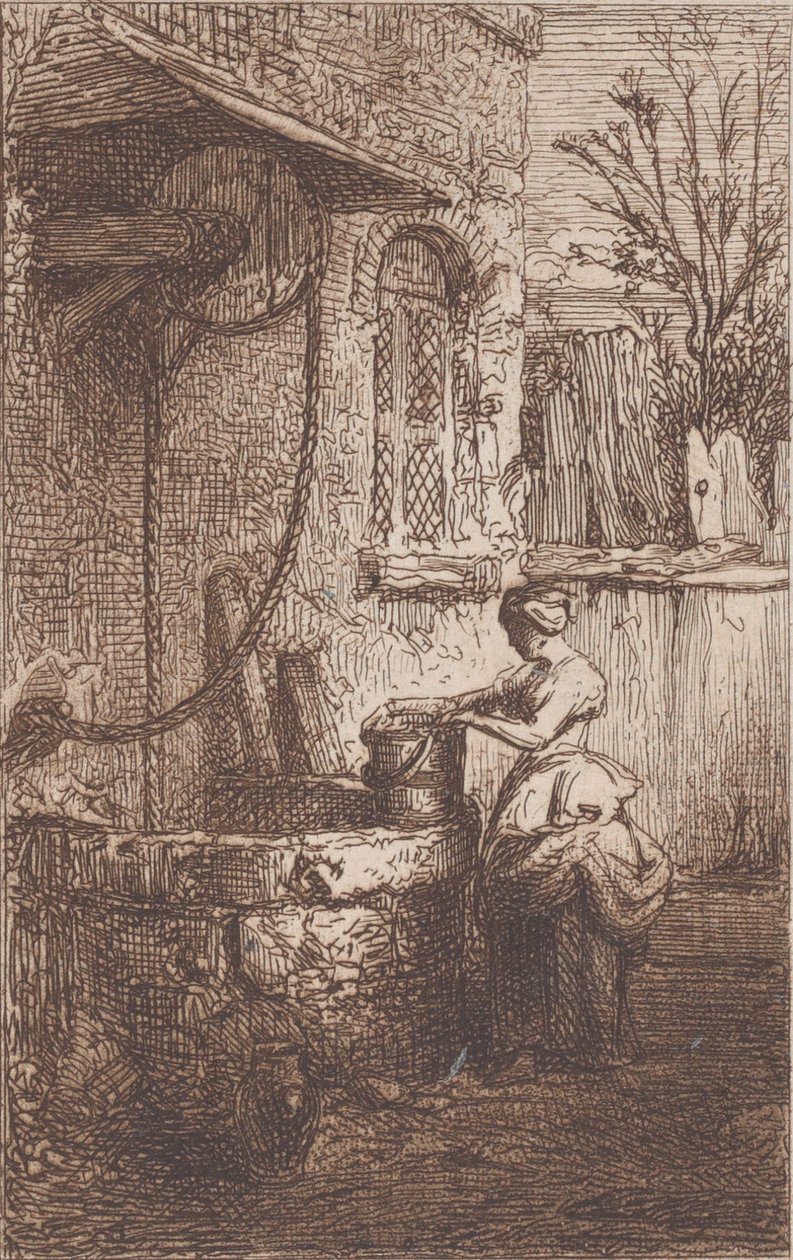 Woman at a Well by Charles Emile Jacque: Buy fine art prints