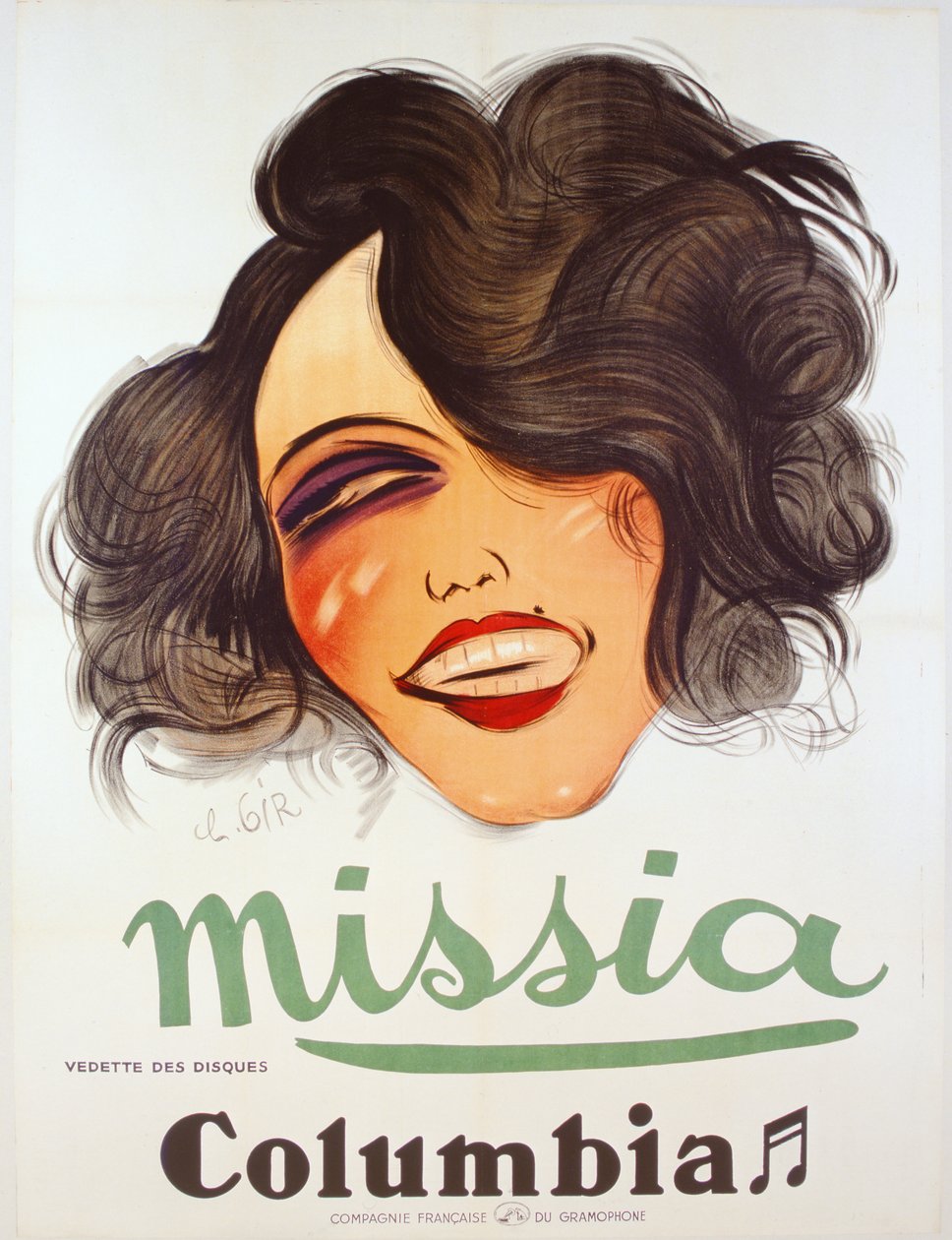 Columbia Records Poster Advertising the French Chanteuse, Missia, c.1935