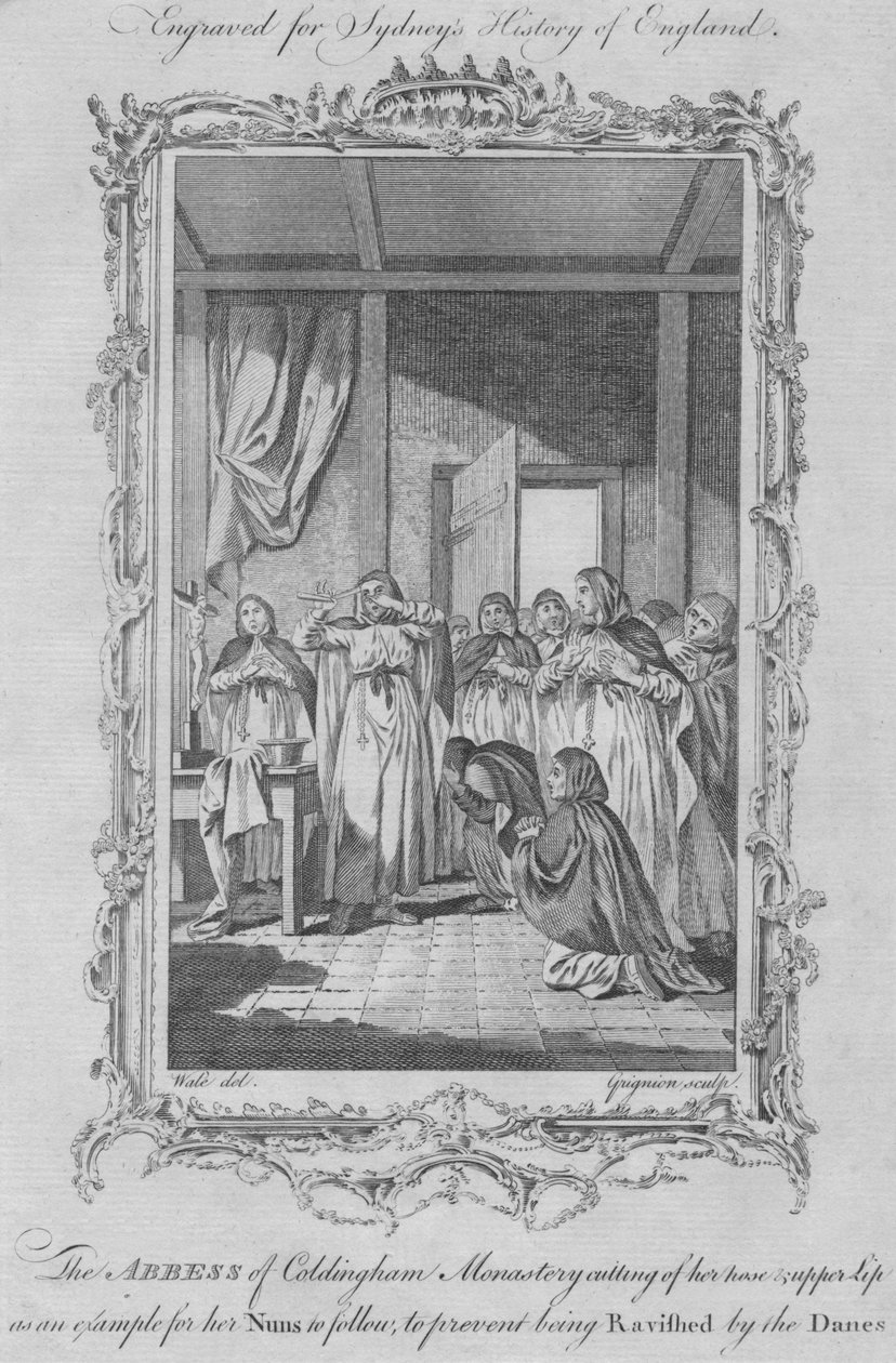 The Abbess of Coldingham Monastery self-mutilating to avoid rape by ...