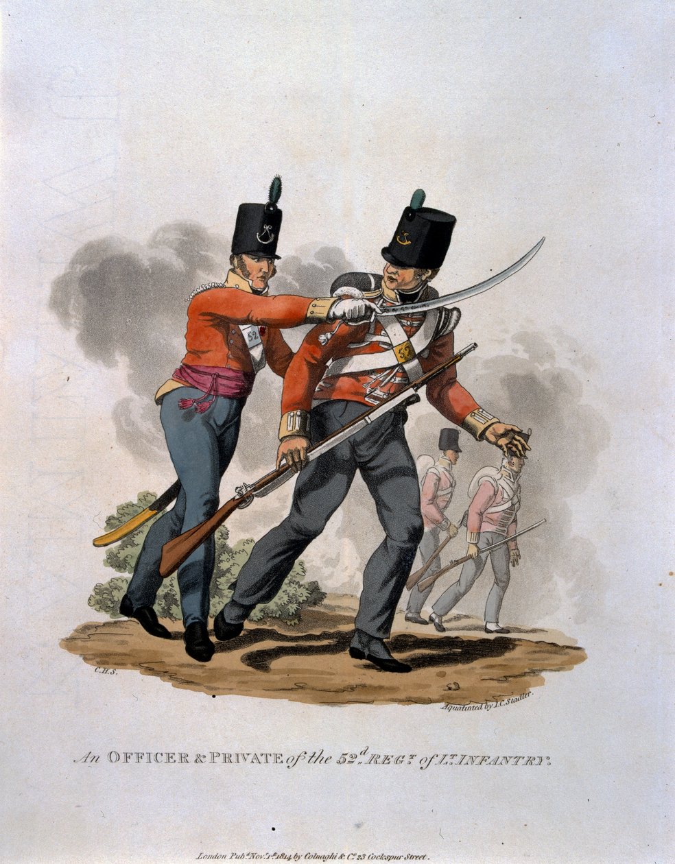 An Officer and Private of the 53rd Regiment of Light Infantry, from ...