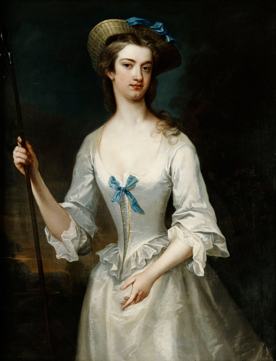 Portrait of a Lady, Possibly the Duchess of Ancaster, Three-Quarter Length, as a Shepherdess, in ...