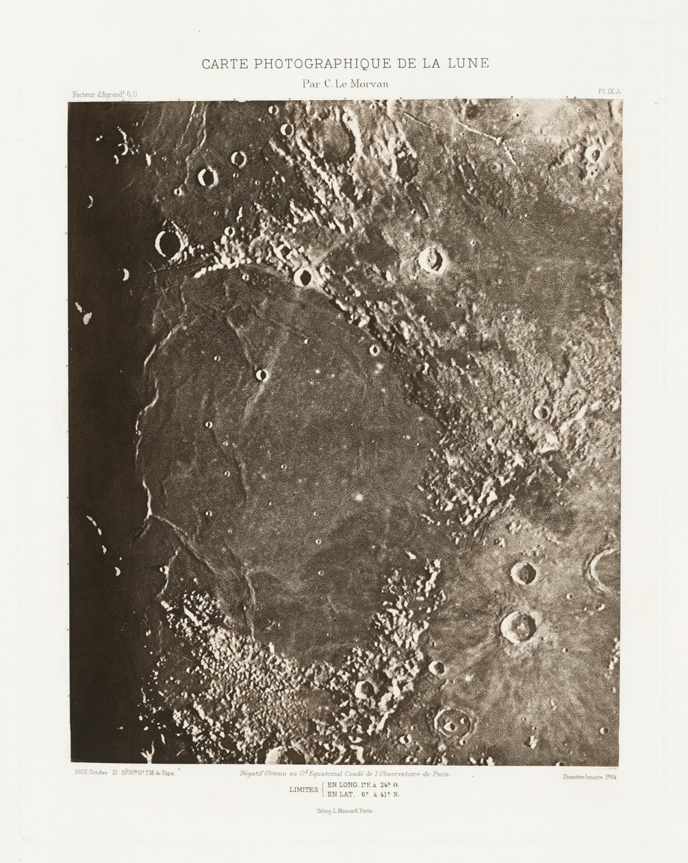 Photographic Chart of the Moon, plate IX.A, October 21