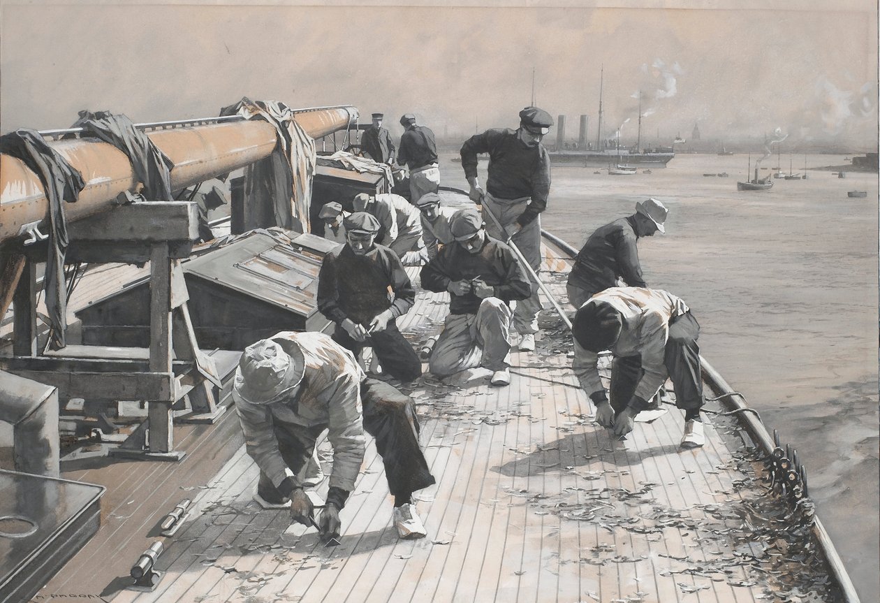 Construction of a 23-Meter Racing Boat, the Brynhild Bridge Scraping